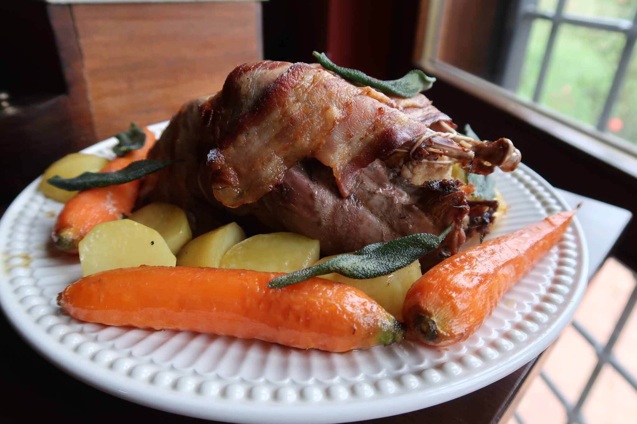 Chestnut, Pancetta, and Sage Stuffed Pheasant with Roast Vegetables ...